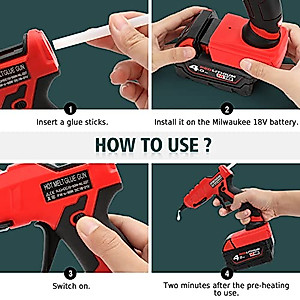 Mtiolhig Cordless Hot Glue Gun for Milwaukee m18 Battery, Handheld Electric Power Battery Operated WirelessHot Glue Gun Cordless Kit with 30pcs 0.27'' Mini Glue Sticks for Crafts (Battery NOT Include)
