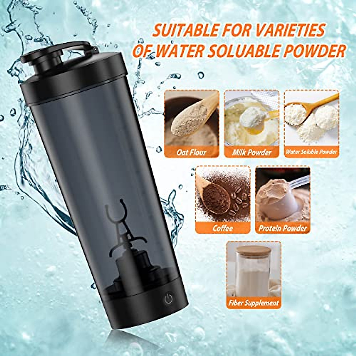 28oz Electric Protein Shaker Bottles, USB Rechargeable Protein Shaker for Protein Mixes Pre Workout Supplement Blender Shaker Protein Bottles Portable Gym Water Bottle Mixer Cup for Coffee Chocolate