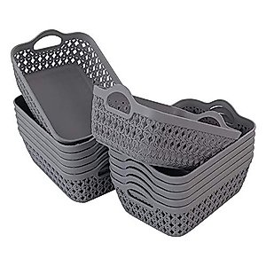 DynkoNA 12-pack Small Plastic Tray, Desktop Storage Trays, Grey