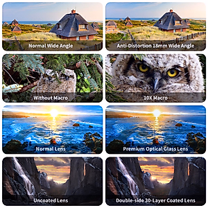 Iboolo&EooEye 2 in 1 18mm HD Wide Angle/10x Macro Additional Lens,40.5mm HD Wide Angle Lens Compatible with Sony ZV1F,Sony APSC ZV-E10 and A5000/6000 Series Cameras