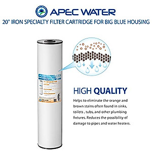 APEC Water Systems 20" Whole House BB Replacement Water Filter High Flow Iron Reduction (FI-IRON20-BB)