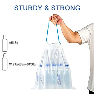 Charmount 4 Gallon Trash Bags - Drawstring small trash Bags for Bathroom, Kitchen, Bedroom, Office, 60 Count (Upgraded - Easy to Separate)…