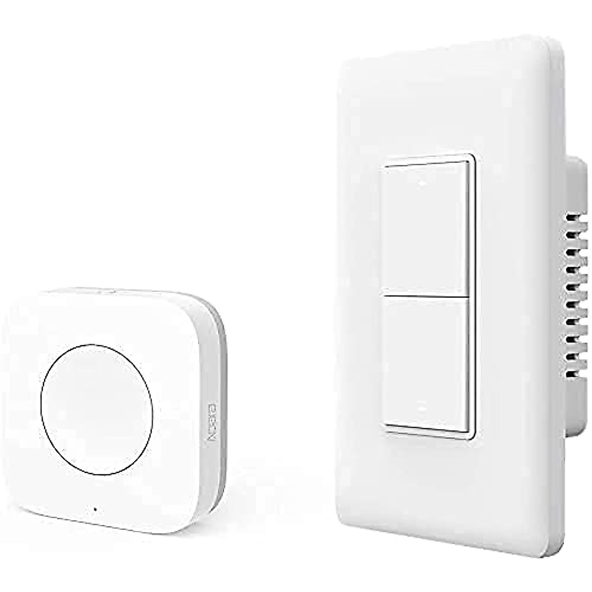 Aqara Smart Light Switch (No Neutral, Double Rocker) Plus Aqara Wireless Mini Switch, Requires AQARA HUB, Zigbee Connection, Remote Control and Set Timer for Home Automation