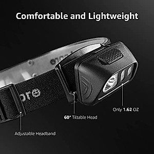 Lepro LED Headlamp Flashlights, 1500Lux Head Lamp with 6 Lighting Modes and Red Light, IPX4 Waterproof Headlamp for Camping Hiking Backpacking Fishing, Adjustable Headband Suit for Adults Kids