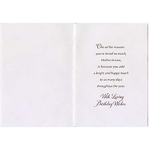 Designer Greetings Pink Flowers with Sparkling Accents Birthday Card for Mother-in-Law