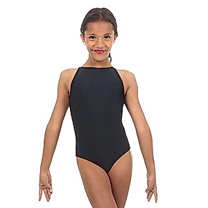 Alexandra Collection Youth Scoopneck X-Back Mesh Panel Leotard for Children
