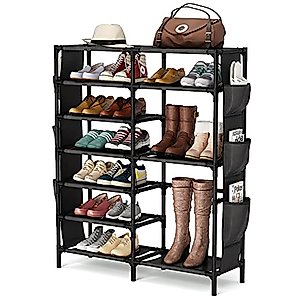 Tribesigns 7 Tiers Shoe Rack 24-30 Pairs Shoe Storage Organizer Non-woven Shoe Shelf Boots Organizer