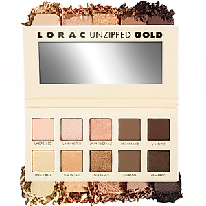 LORAC Unzipped Matte & Glitter Eyeshadow Palette, Gold | Cruelty Free, Gluten Free, Vegan