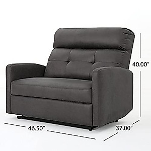 GDFStudio Hana Plush Cushion Tufted Back Loveseat Recliner (Microfiber/Slate)