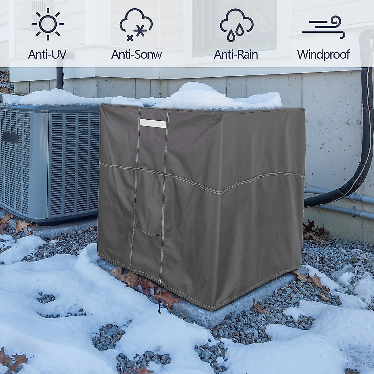 Yesland Square Air Conditioner Cover - 34 x 34 x 30 Inches - Durable AC Cover Water Resistant Fabric Windproof Design for Outside Units