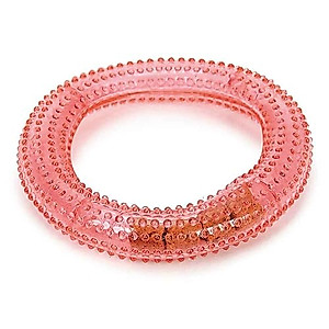 MPP Dog Toy Treat Hiding Ring Toss Fetch Chew Gum Massaging Nub Ridges Dental Health (Blue 4 Rings)