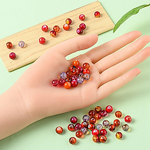 Huisipool 200pcs 10 Colors Glass Beads for Jewelry Making, 8mm Round Spacer Loose Beads Used for Bracelet Necklace Accessories (Red)