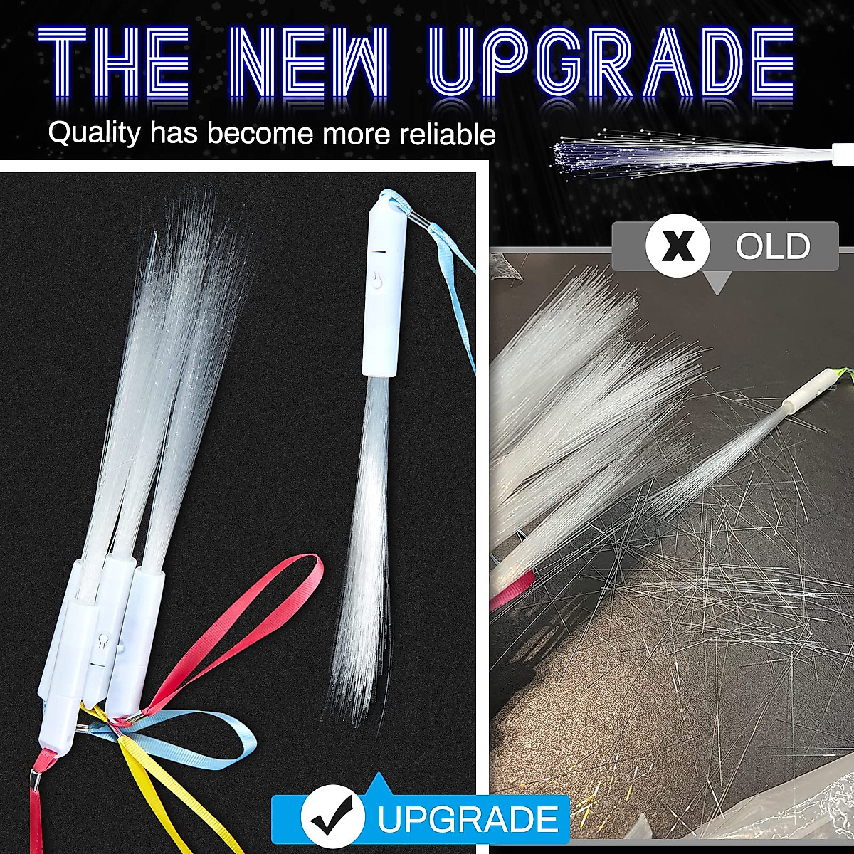 Jecery 72 Pieces White Fiber Optic Wands Glow Sticks LED Light up Wedding Wand with 3 Modes Flashing Sparklers for New Year Eve Birthday Wedding Bridal Shower Glow in The Dark Party Favors Supplies