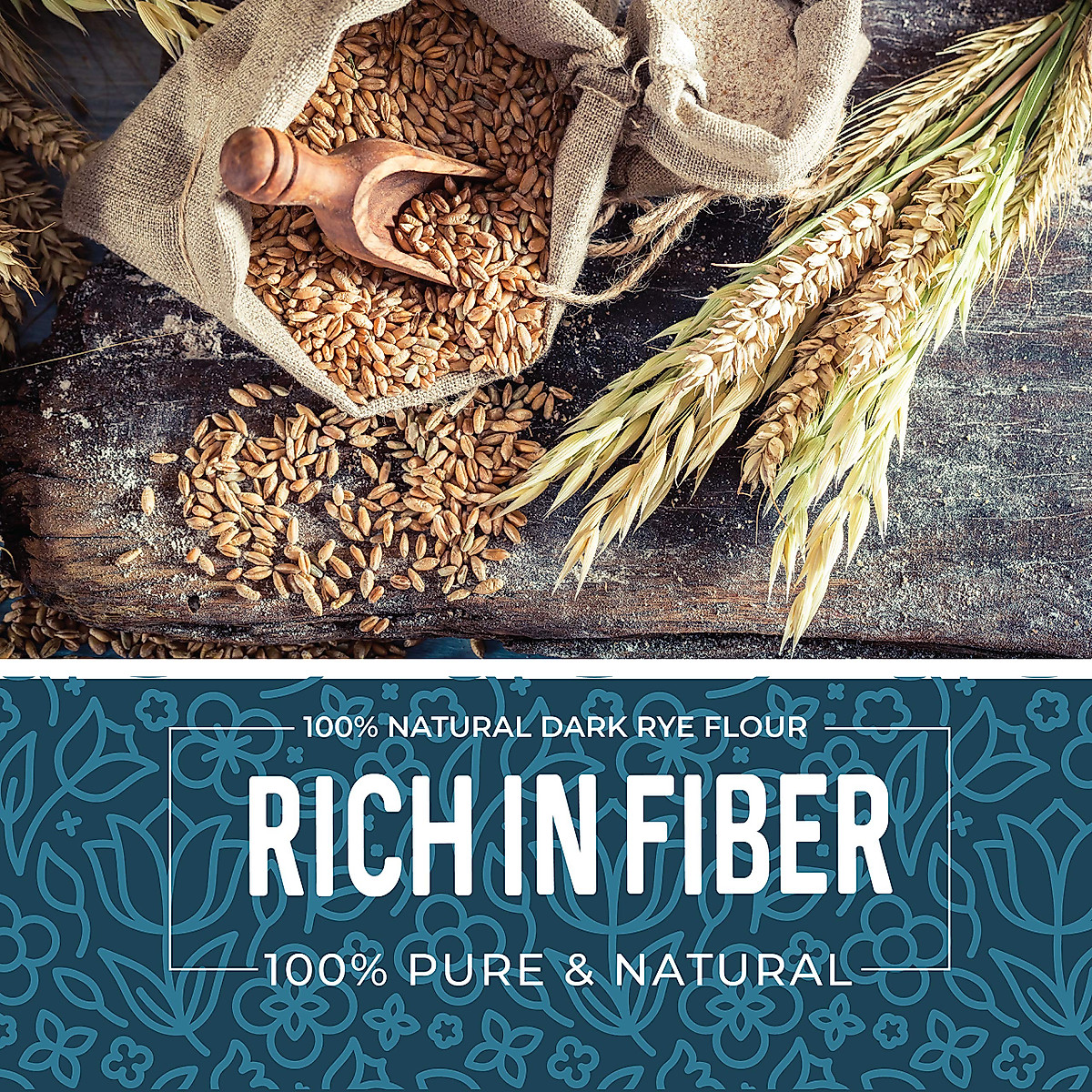 Rye Flour 2lb / 32oz, Dark Rye Flour for Bread, Pumpernickel Flour, Rye Bread Flour, Rye Flour for Baking, 100% Whole Rye Flour, Non-GMO.