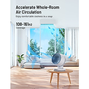 Mirdred Air Circulator Fan, 11 Inch Oscillating Table Fan with LED Display, 70ft Powerful Airflow, 120° Adjustable Tilt, 8H Timer, 3 Speeds, Quiet Desk Fan for Living Room, Office, Home
