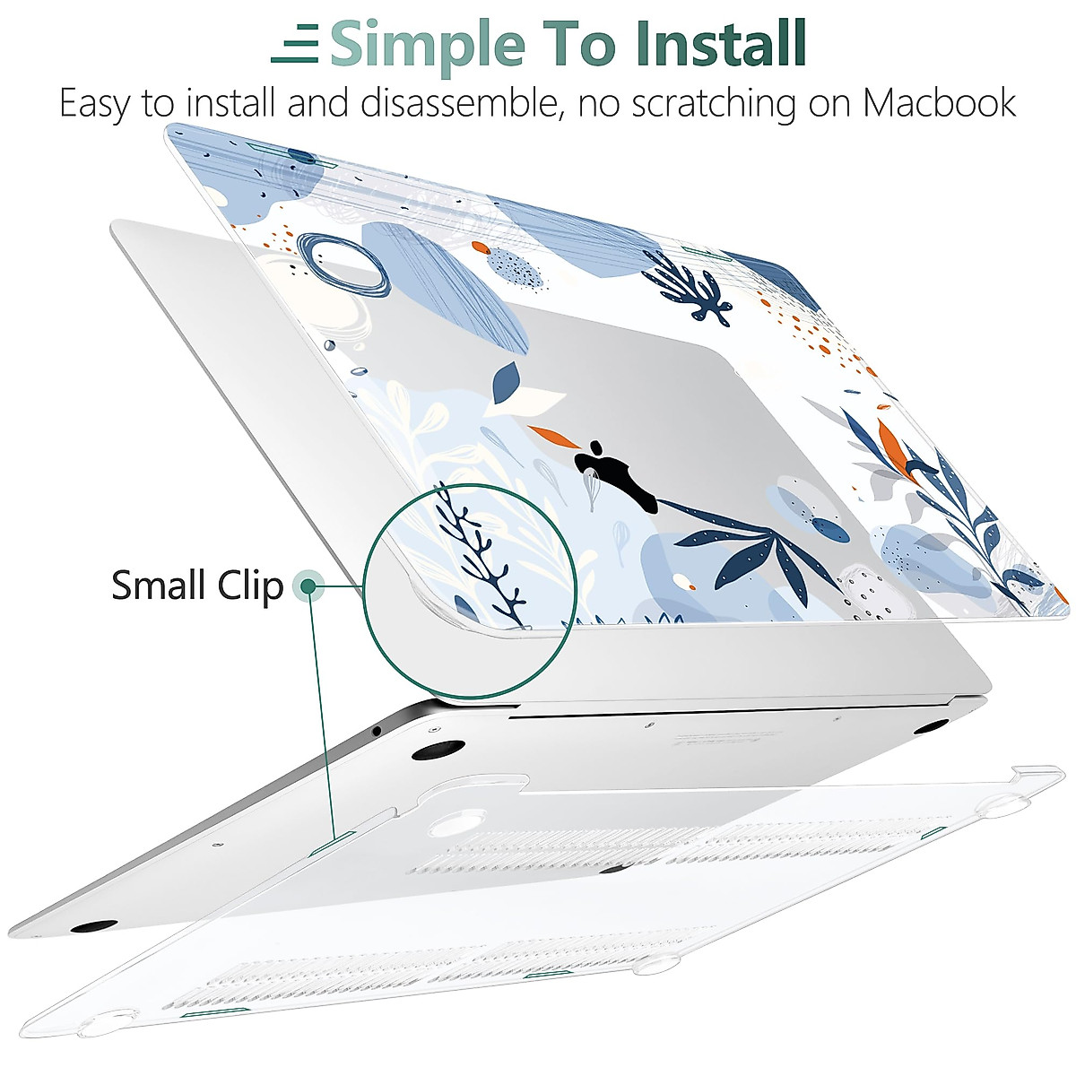 Yebiseven Case for MacBook Air 13 inch 2021 2020 2019 2018 Model A2337 M1/A2179/A1932, Laptop Hard Shell Case with Keyboard Cover & Screen Film & OTG Adapters & 2 Webcam Covers, Geometric Floral