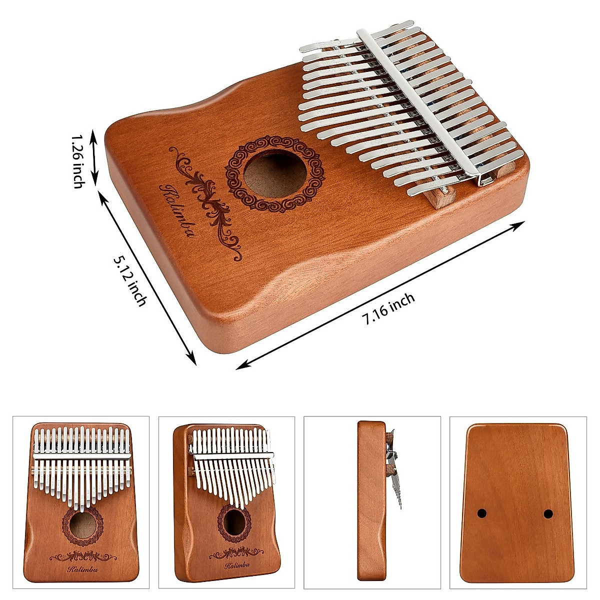 Kalimba Thumb Piano 17 Keys, Finger Piano Musical Instruments, Mbira Music Kids Gifts Adult Beginners Hand Pianos Brown