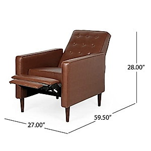 Christopher Knight Home Deborah Mid-Century Modern Button Tufted Recliners (Set of 2), Cognac Brown, Dark Brown