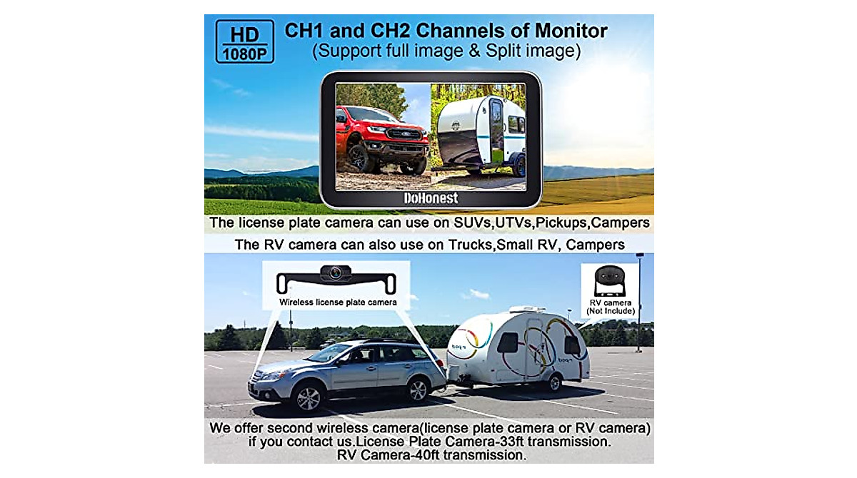 DoHonest Wireless Backup Camera 1080P HD & 7" Monitor