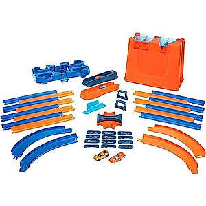 Hot Wheels Track Builder Playset, Deluxe Stunt Box with 25 Component Parts & 1:64 Scale Toy Car [Amazon Exclusive]
