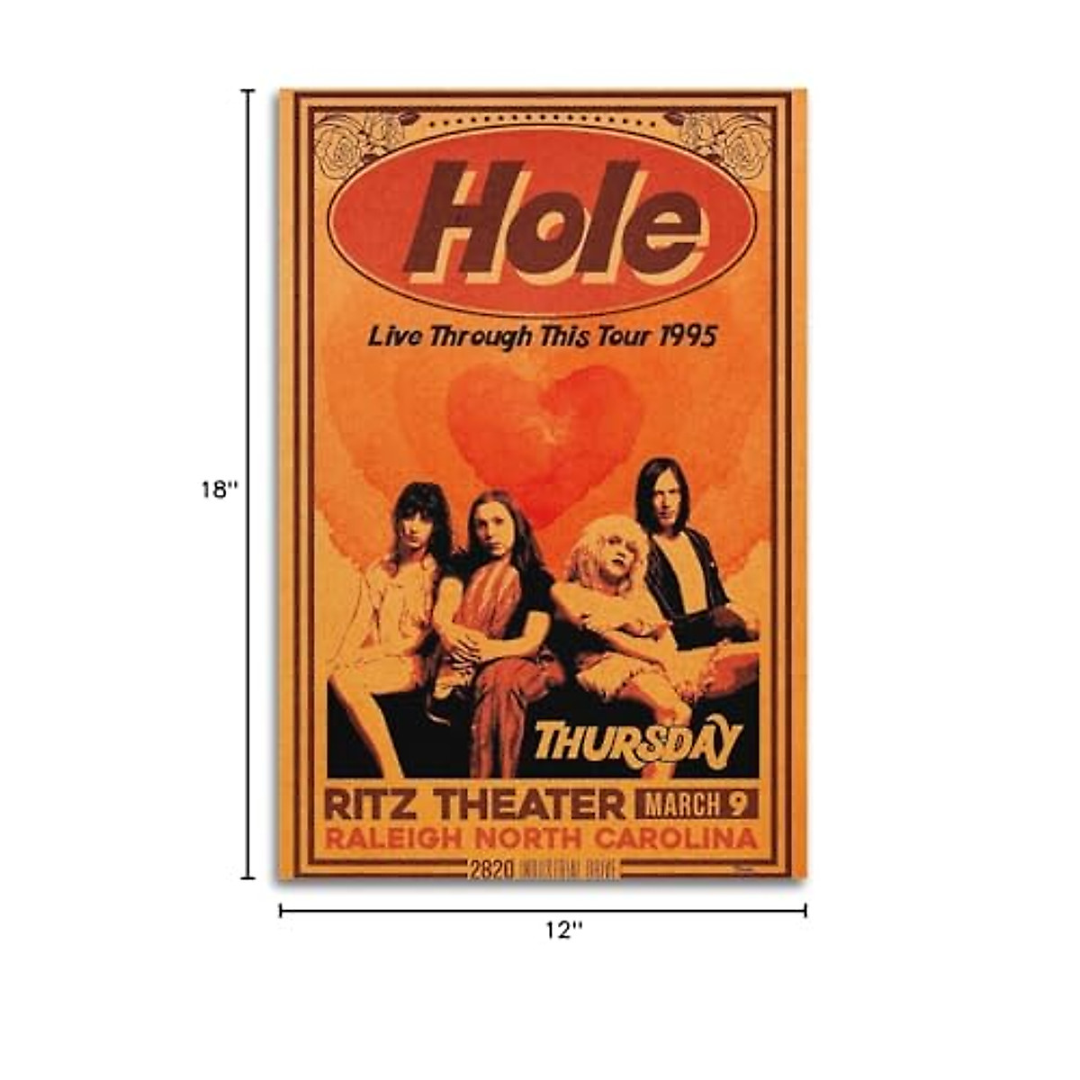 SHOKHI Hole 1995 Tour Poster Rock Band Poster Retro Poster Poster Decorative Painting Canvas Wall Posters and Art Picture Print Modern Family Bedroom Decor Posters 12x18inch(30x45cm)
