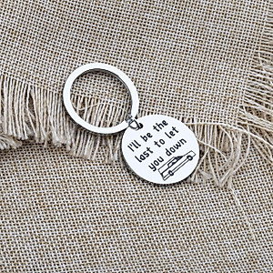 BAUNA Funeral Director Keychain I’ll Be The Last To Let You Down Last Mortician Gift Dark Humor Jewelry Gift for Mortician Friend (Funeral Director Keychain)