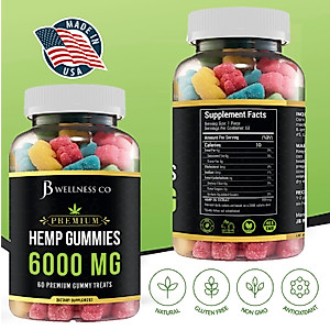 [2-PACK] Hemp Gummies Premium – 6000 MG – Great for Peace & Relaxation - Calming Gummies – Vitamins & Omega 3,6,9 – Made in The USA [2-PACK]