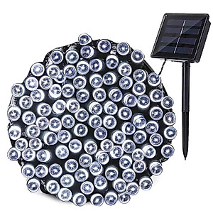 Qedertek Outdoor Solar String Lights, 72ft 200 LED Cool White Fairy Decorative Christmas Lights Seasonal Lighting for Indoor, Home, Garden, Porch, Patio, Party and Holiday Decoration, Waterproof