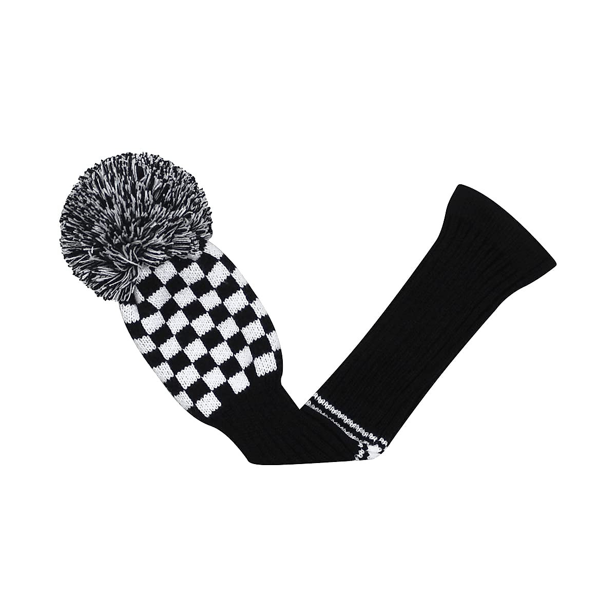 Scott Edward Knit Golf Club Cover for Woods and Driver Head Covers Protect Driver Wood(460cc) Fairway Wood and Hybrid/UT with Rotating Club Number Tags (Black White Chessboard)