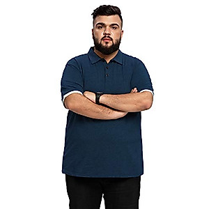 Aiyino Men's Big and Tall Classic Fit Short Sleeve Solid Soft Cotton Polo Shirt 4XL Navy