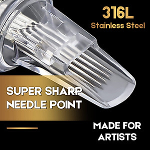 Jconly 100pcs Tattoo Cartridge Needles Mixed Size 3RL 5RL 7RL 9RL 3RS 5RS 7RS 9RS 7M1 9M1 for Line Shader Magnum…