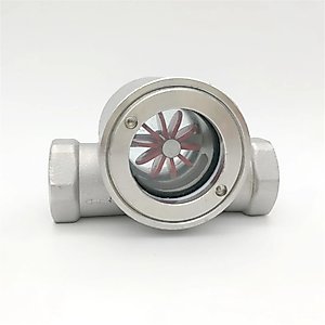 3/8" 1/2" 3/4" 1" -2" BSP Female Window Sight Glass Flow Indicator with Impeller 304 Stainless Steel Water Oil Flow Indicator (Size : 3/8")