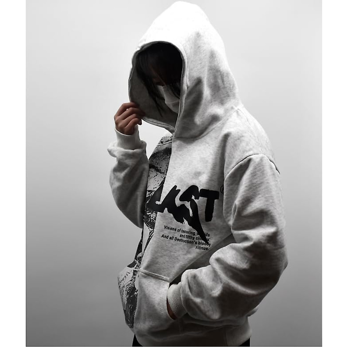 Y2K Hoodie Gothic Casual Alphabet Blast Print Pattern Skull Fashion Hoodie Men Harajuku Men Clothing