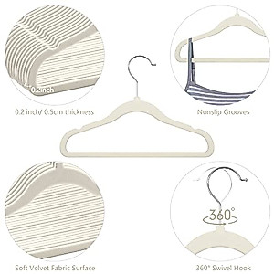 GoodtoU Kids Velvet Hangers,30 Pack Baby Hangers for Closet Non Slip Velvet Clothes Hangers Coat Hangers for Toddler Children Infant Hanger (Ivory 30Pack)
