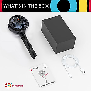 DoublePlus Fan Compatible With Peloton Bike & Bike Plus, Most Exercise bike & Treadmill, 360 degree Flexible Tripod with 3 Speed, Upgrade Battery Powered, Clip Fan, Accessories for the Bike