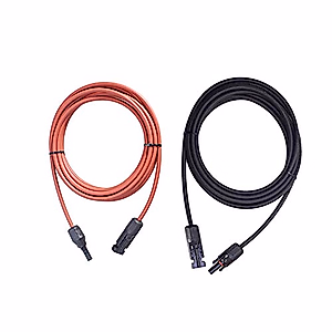 WFLNHB 20FT 12AWG Black + Red 12 Gauge Solar Panel Extension Cable Wire with Female and Male Connector Solar Connector
