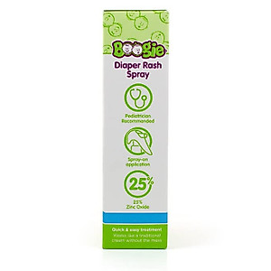 Diaper Rash Cream Spray by Boogie Bottoms, Travel Friendly No-Rub Touch Free Application for Sensitive Skin, from The Maker of Boogie Wipes, Over 200 Sprays per Bottle, 1.7 oz