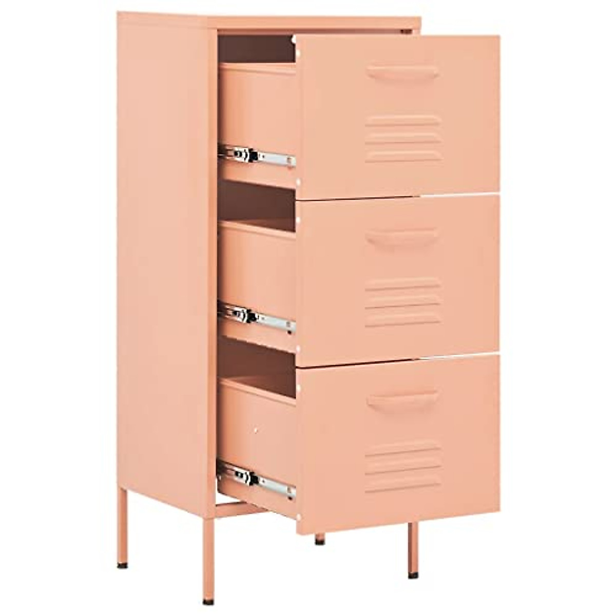 GOLINPEILO Metal 3-Drawer Storage Cabinet, Steel Drawer Storage Organizer, Metal Storage Dresser Cabinet, Office Storage File Cabinet for Home Office Organization, 16.7"x13.8"x40" Pink