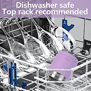 KeyzzAut Insulated Food Container 12oz Vacuum Insulated Food Jar Soup Thermos for Hot and Cold Food Kids Leak-Proof Stainless Steel Lunch Box Food Lunch Container(Purple)