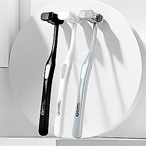 SDFSDFSF Six Face Toothbrush for Tooth Protection, Powerful Cleaning, Removing Tooth Stains, Smoke Stains, Tooth Stones, Three Face Adult Manual Soft Hair (White)