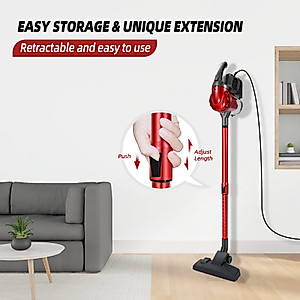 EFUSVAC Corded Vacuum Cleaner, 17KPa Powerful Suction with 600W Motor, 4 in 1 Lightweight Handheld Stick Vacuum for Pet Hair Hard Floor and Carpet