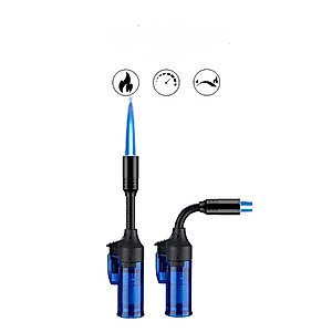 Torch Lighter 360° Rotation Adjustable Single Jet Flame, Flexible Refillable Lighter for Hob Stove Oven Fireplace Grills BBQ Outdoor (Butane No Included) (Black,One Size)