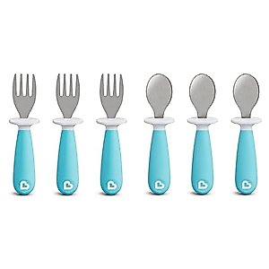 Munchkin 6 Count Raise Toddler Forks and Spoons, Blue (Pack of 1)