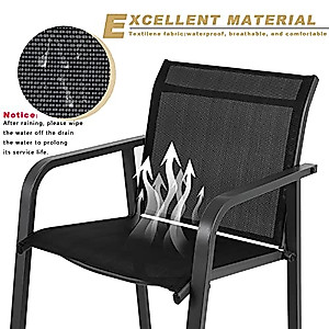 MAMIZO Outdoor Bar Stools Set of 2, Bar Chairs with Footrest and Armrest, Bar Height Patio Stools with High Back for Garden, Courtyard, Pool, Deck, All-Weather Textilene Patio Furniture Set,Bar chairs