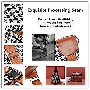 DAISHA Houndstooth canvas Casual Sling Backpack Multi-pocket,Travel Hiking Chest Bag Crossbody Daypack for Men & Women., Black, ytt3717