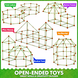 Fort Building Kit for Kids 4,5,6,7,8+Year Old Boys & Girls, 140 pcs, Creative STEM Building Toys for DIY Castles, Tunnels, Play Tent, Ideal Gift for Aged 5-8