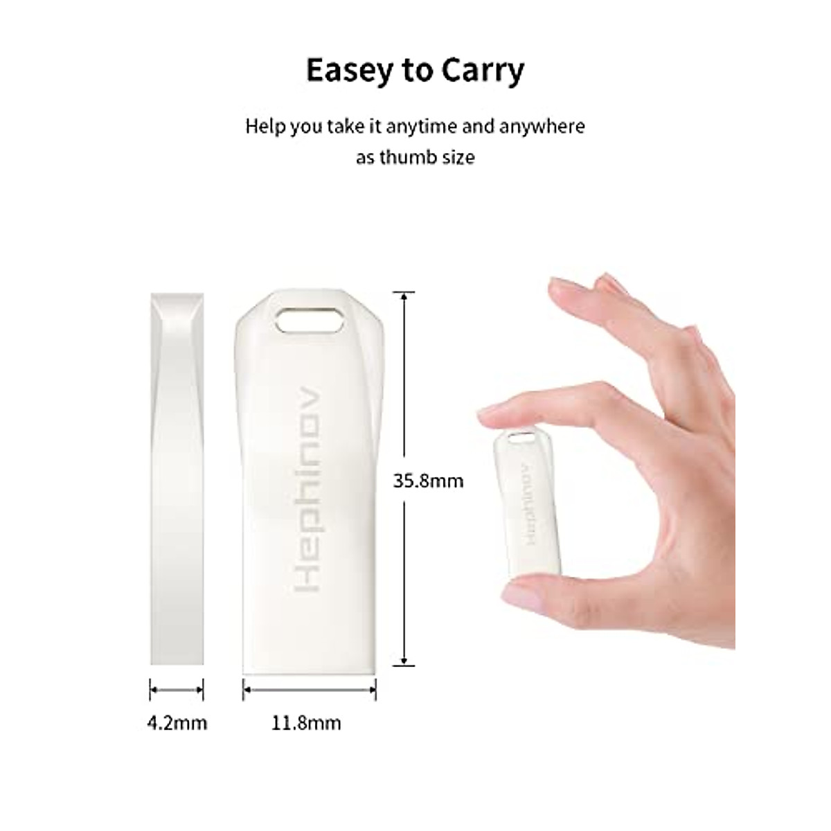 64GB USB 2.0 Flash Drive, Hephinov Mini USB Stick, UDP Thumb Drive, Zinc Alloy Jump Drive, Pen Drive, Memory Stick for PC/Computer/Sound/Speaker/External Storage (USB 2.0 64G)