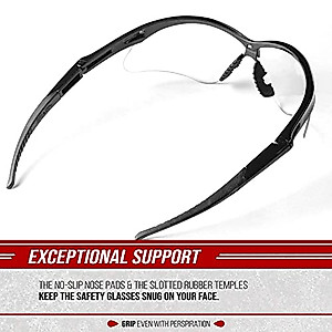 Optic Max Safety Glasses Scratch Resistant Lens Flexible Frame, 12 Pairs
