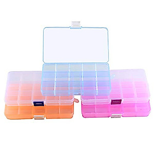 ETSAMOR 5pcs Plastic Jewelry Box 4 Colors Adjustable Divider Removable Grid Compartment Jewelry Earring Tool Containers for Small Accessories