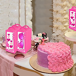 XIAMOOR 16 Pack Hot Pink Girl Party Favor Boxes Princess Theme Party Favors Bag Hot Pink Gift Box Goodie Bag Candy Treat Boxes Pink Birthday Bachelorette Party Decorations Supplies For Girls Women